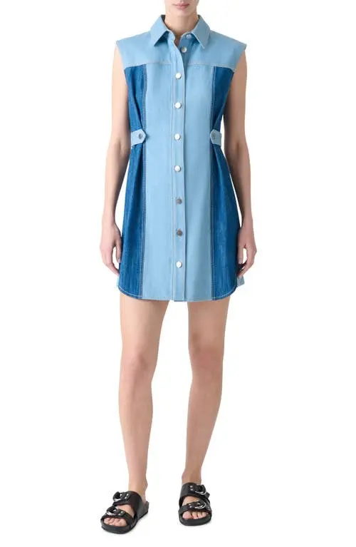 Akris Mixed Wash Denim Mini Dress
