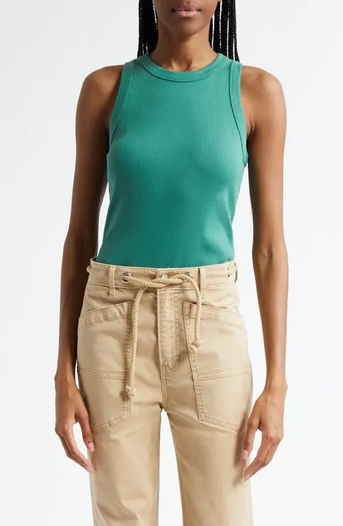 Veronica Beard Jordyn Rib Crop Tank - Clover