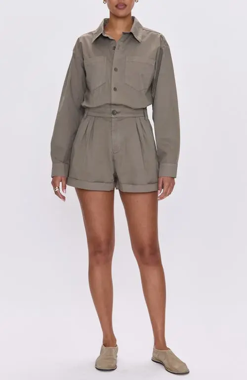 PISTOLA Archie Long Sleeve Stretch Cotton Romper