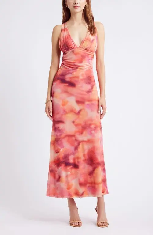 OPEN EDIT Rosette Sleeveless Mesh Dress