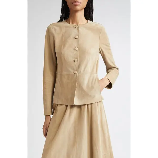 Lafayette 148 New York Peplum Suede Jacket
