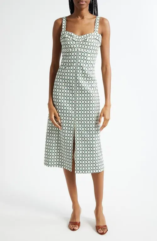 Veronica Beard Colleen Chain Print Cotton-blend Dress - Dove Multi