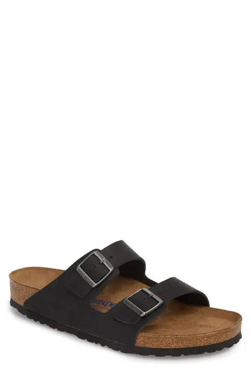 BIRKENSTOCK Arizona Soft Slide Sandal - Black Oiled Suede