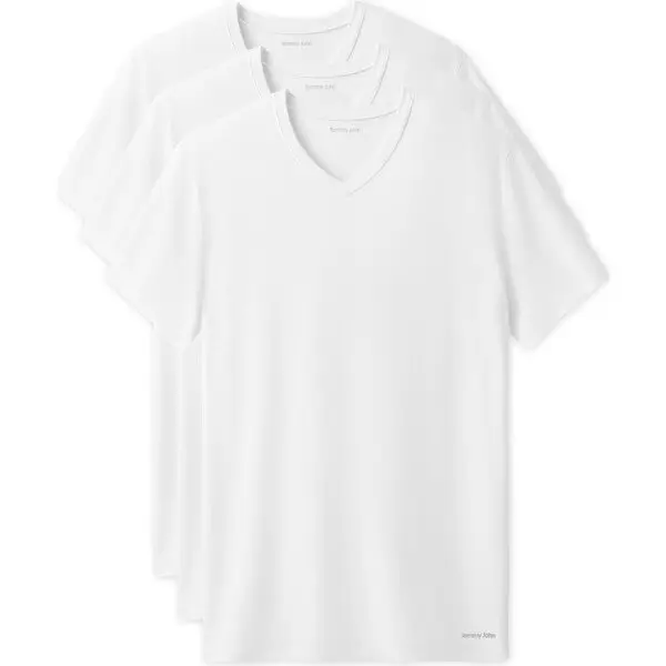 Tommy John 3-pack Second Skin Stay Tucked V-neck Undershirts - White