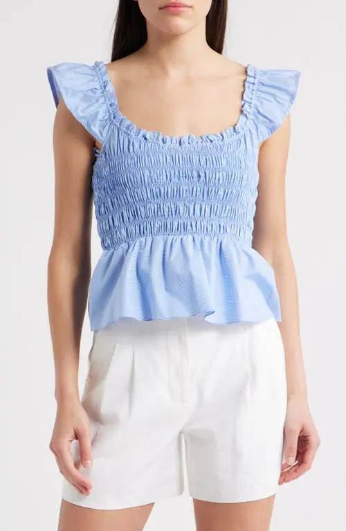 Faithfull The Brand Eudora Gingham Smocked Peplum Top