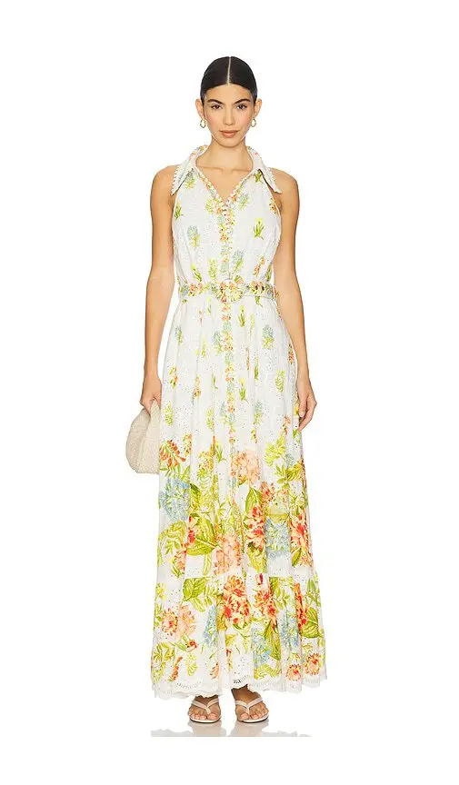 Hemant & Nandita Long Floral Shirt Dress With Belt - Multi