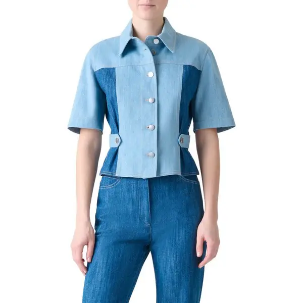 Akris Mixed Wash Denim Button-up Shirt