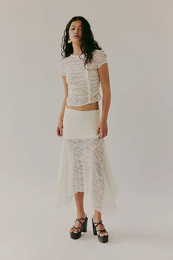 SAEMDI Lace Top And Skirt Set