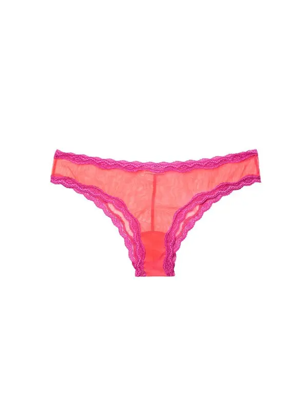 Fleur Du Mal Sheer Tulle Bikini - Neon Coral