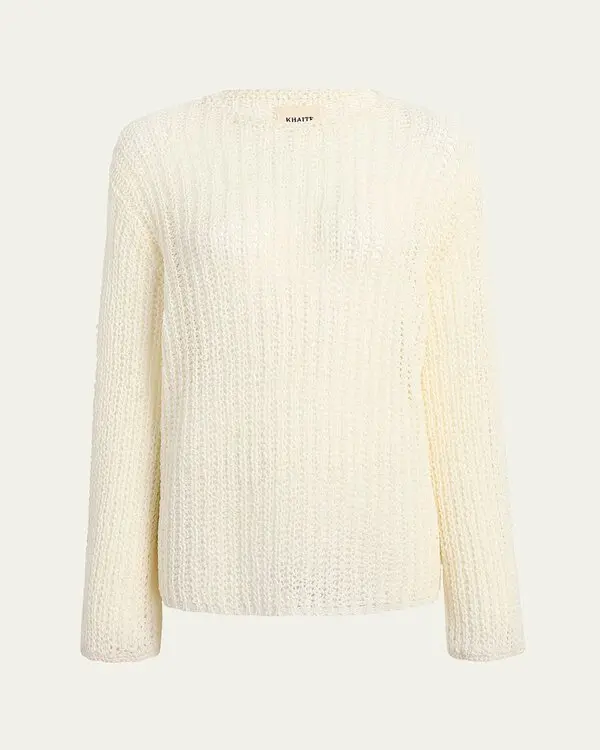 Khaite Elowen Cotton Open-knit Sweater - Ivory