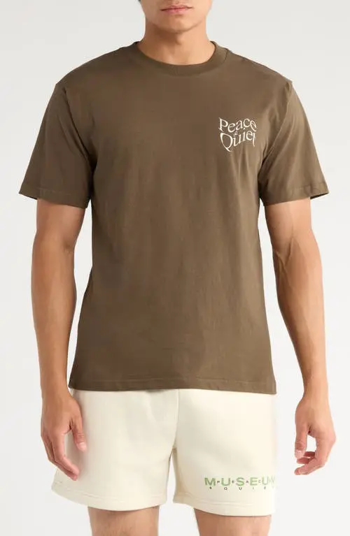 MUSEUM OF PEACE & QUIET Wordmark Cotton Graphic T-shirt - Coffee