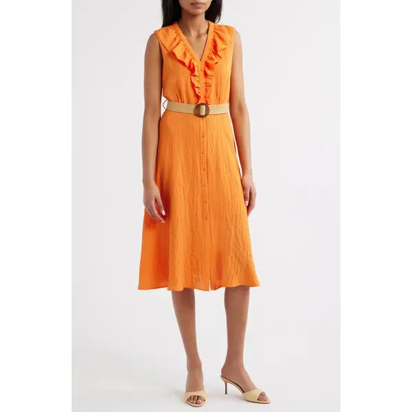 Sam Edelman Ruffle Trim Sleeveless Midi Dress