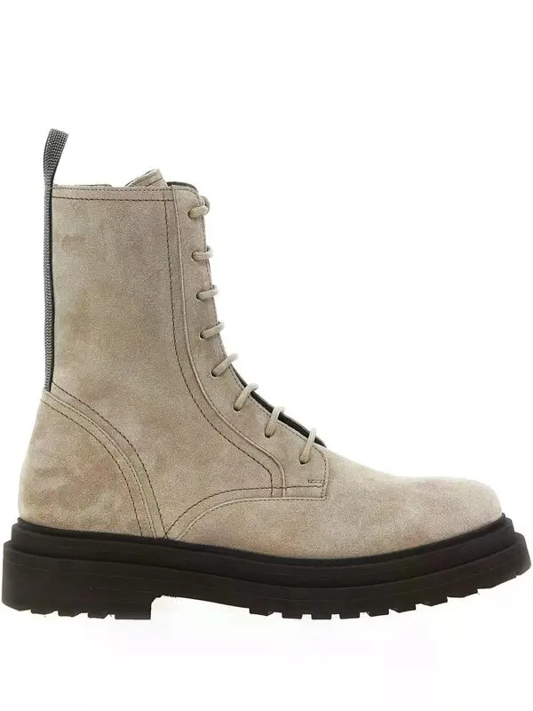 Brunello Cucinelli Monile Suede Combat Boots