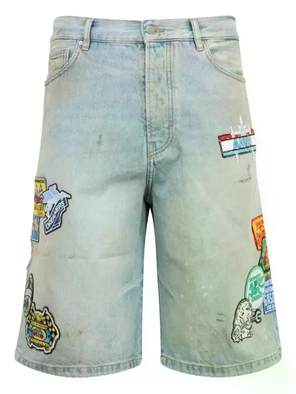 Amiri Patch-detail Denim Shorts - Blue