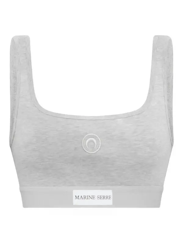 MARINE SERRE Moon-embroidered Sports Bra - Grey