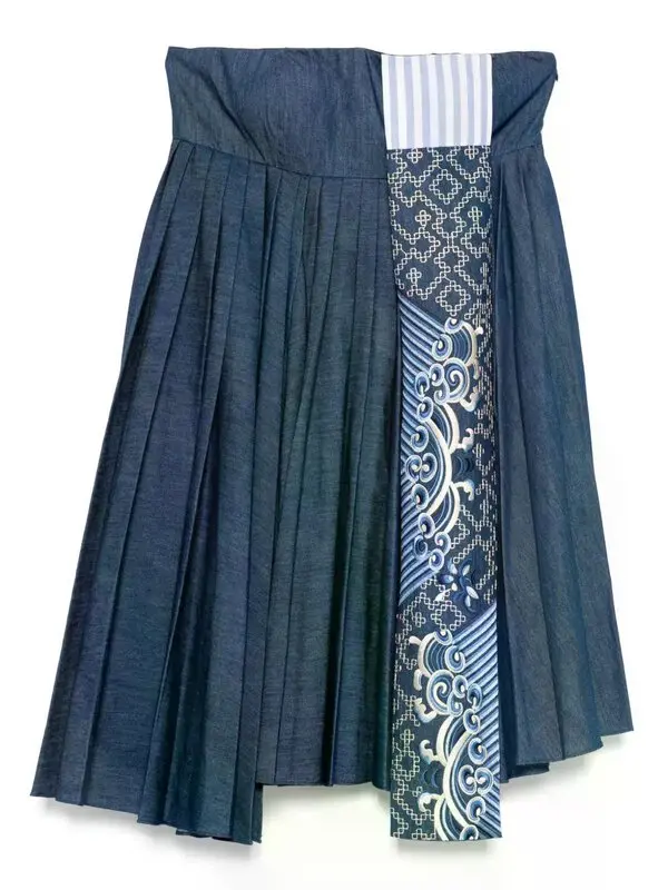 HUI MILANO Patchwork Strapless Midi Dress
