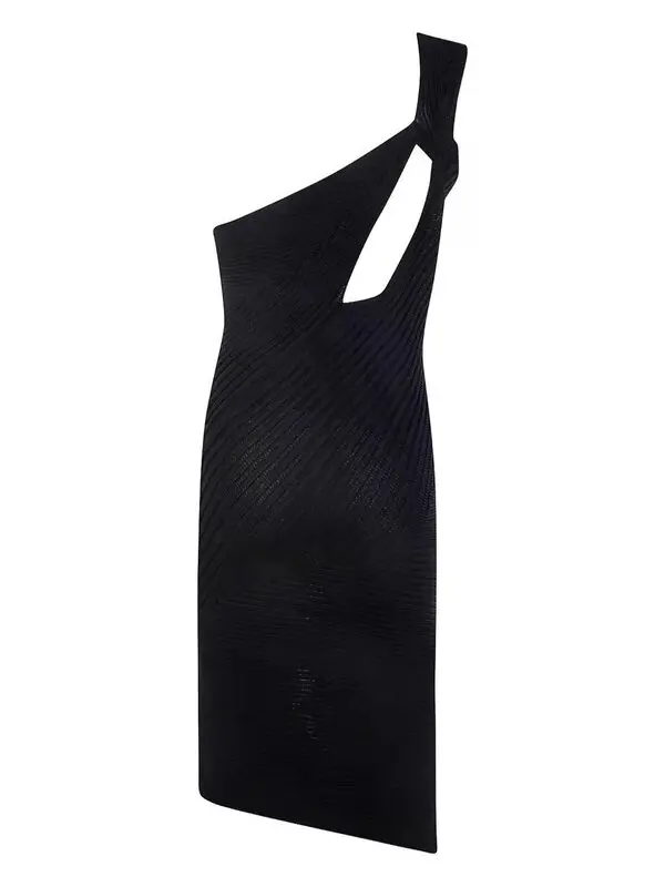 Issey Miyake Pleated One-Shoulder Dress In Black - 10% Off | Editorialist