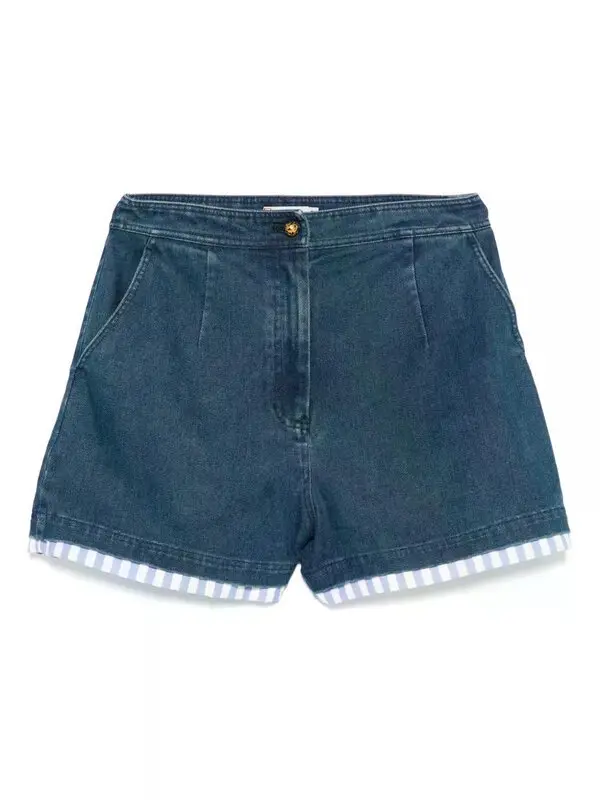 HUI MILANO Striped Trim High-waisted Shorts