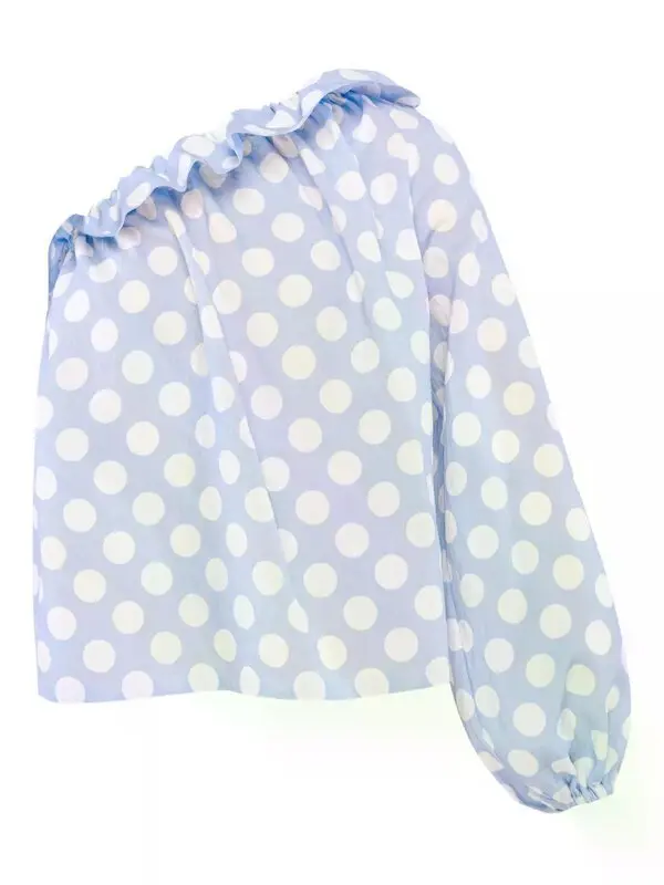 Sleeper Polka-dot One-shoulder Blouse - Blue