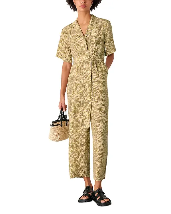 Whistles Petites Kelly Tiger Flame Jumpsuit - Green/multi
