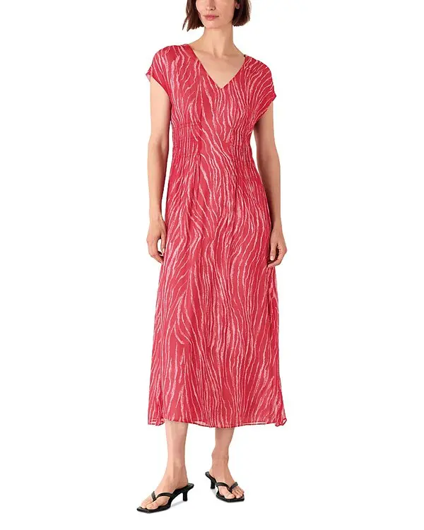 Whistles Petite Zebra Midi Dress - Red/multi