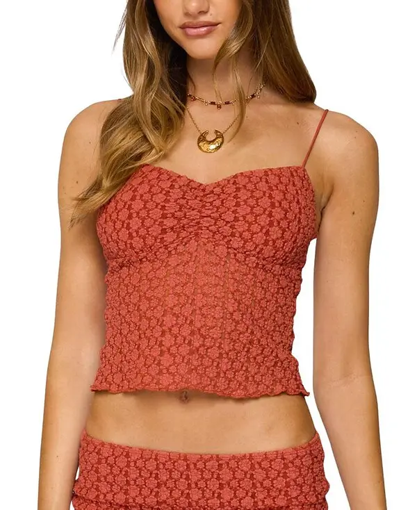 EDIKTED Textured Floral Tank Top