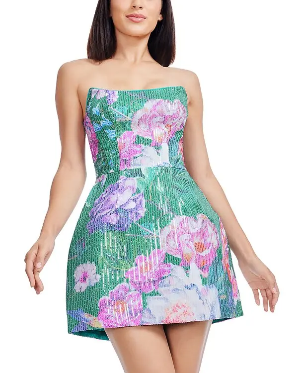 Dress The Population Amity Floral Sequin Mini Dress - Capri Mult