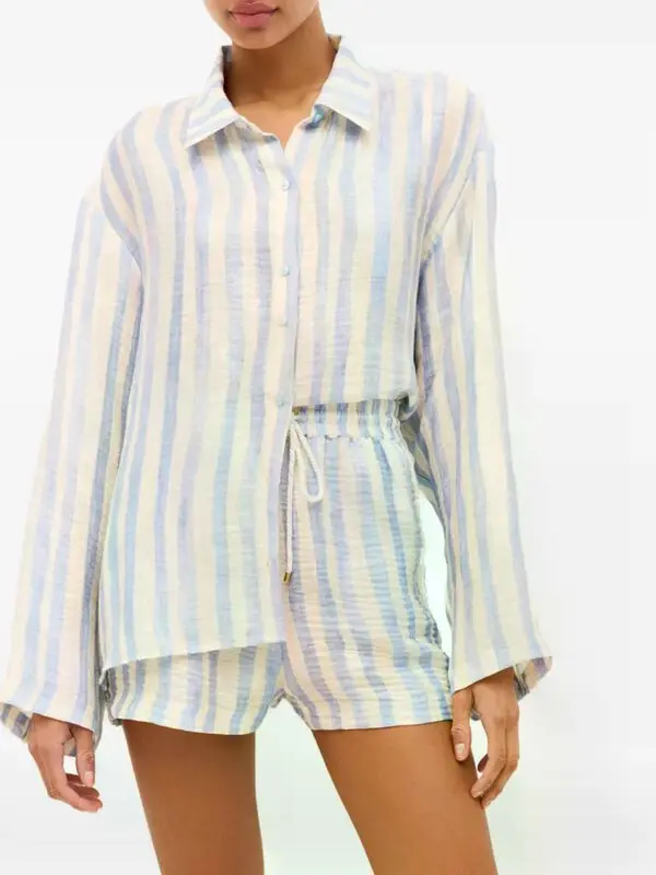 MARIE OLIVER Striped Button-up Shirt - Blue