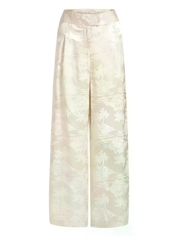 MARIE OLIVER Rudy Palm Tree-print Trousers - Neutrals