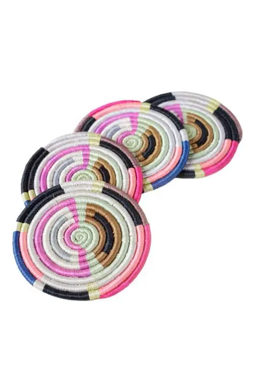 INDEGO AFRICA Geo Form Set Of 4 Coasters - Multi