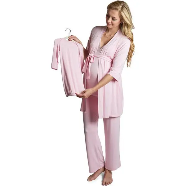 EVERLY GREY Analise During & After 5-piece Maternity/nursing Sleep Set For Mom & Baby - Blush