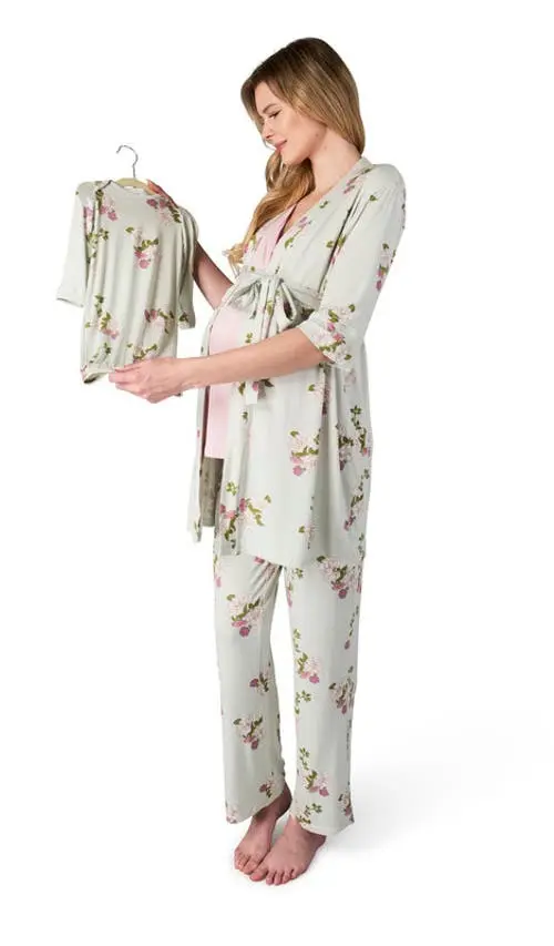 EVERLY GREY Analise During & After 5-piece Maternity/nursing Sleep Set For Mom & Baby - Peony