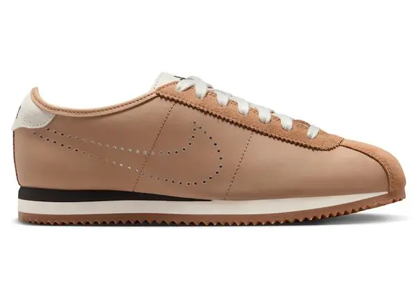 Nike Cortez Leather Perforated Sneakers - Pale Shale/sail/gum Medium Brown