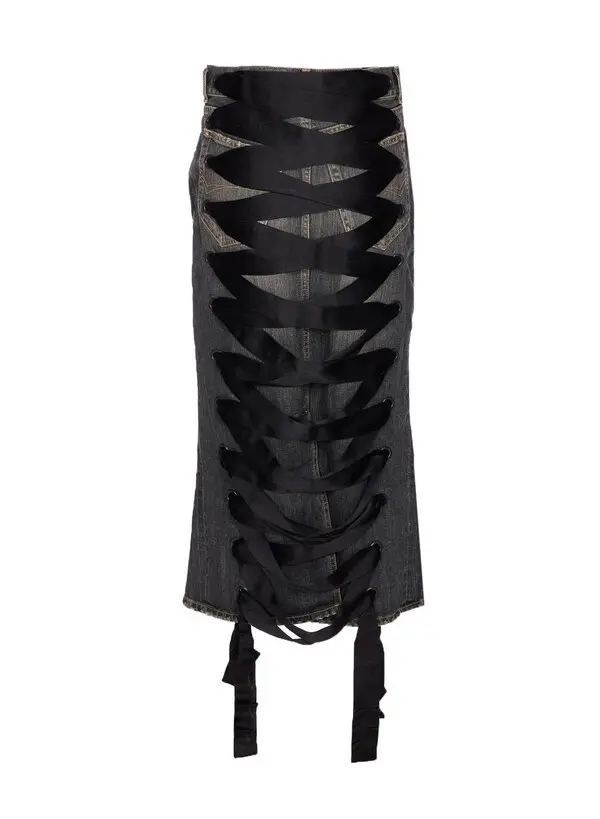 Balenciaga Denim Lace Midi Skirt