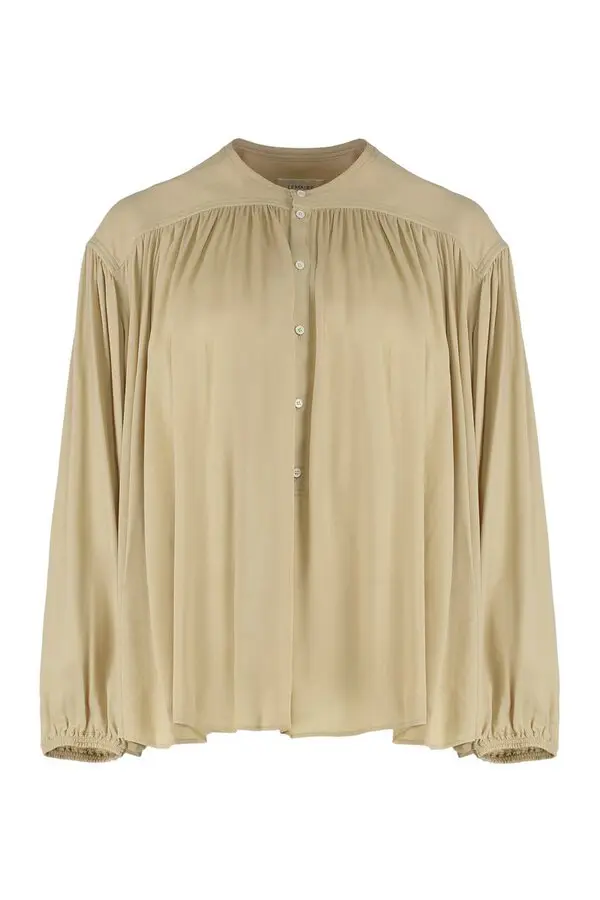 LEMAIRE Viscose Pleated Blouse - Beige