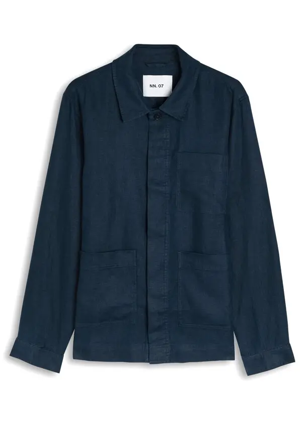 Nn07 Olav Linen Overshirt Jacket - Navy