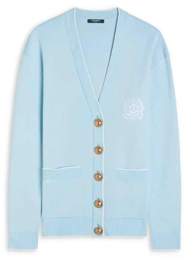 Balmain Embroidered Fine-knit Cardigan