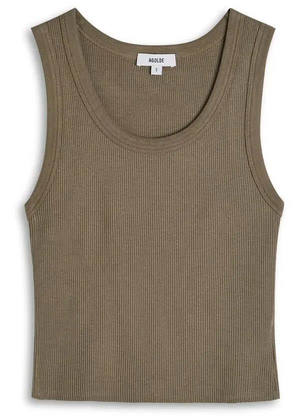 AGOLDE Shrunken Poppy Cotton-blend Tank - Olive
