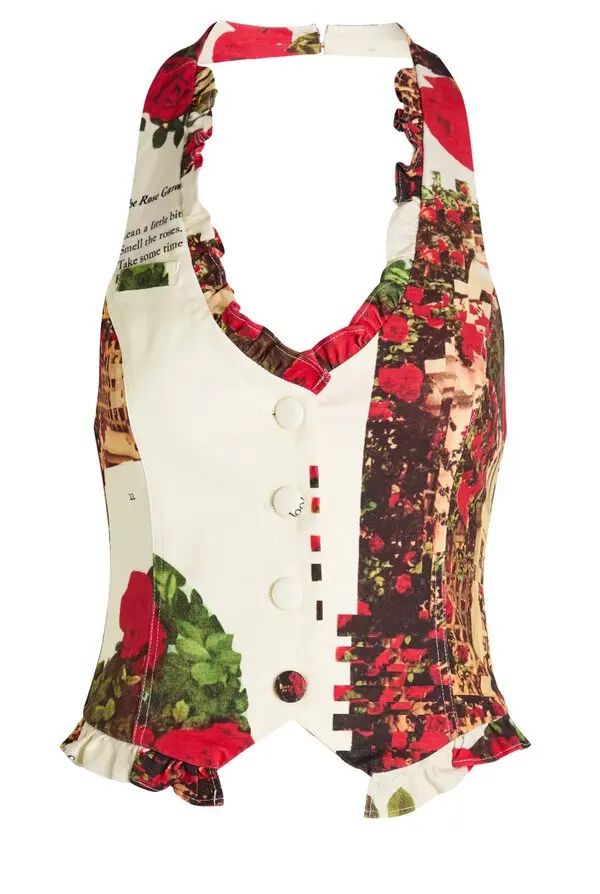 HOUSE OF SUNNY Printed Stretch-cotton Top