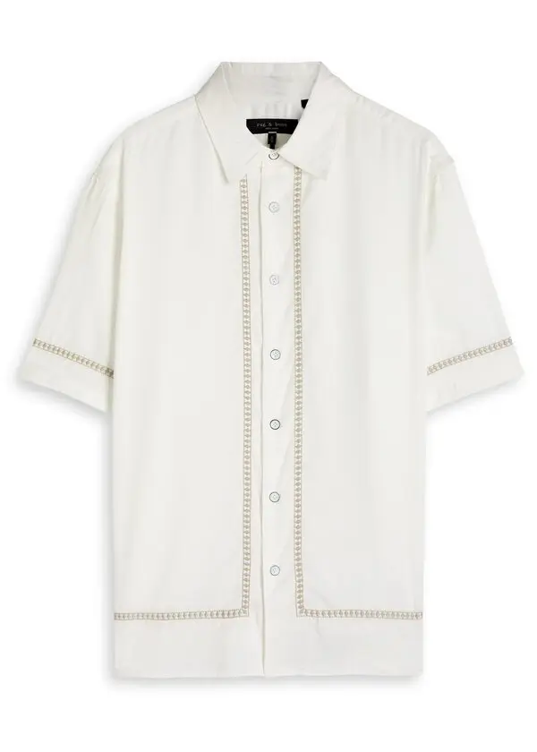 Rag & Bone Dalton Embroidered Woven Shirt - Ecru