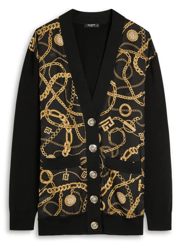 Balmain Printed Wool Cardigan