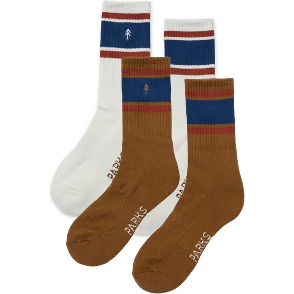 PARKS PROJECT Trail Crew Tube Sock Two-pack - Brown And Natural