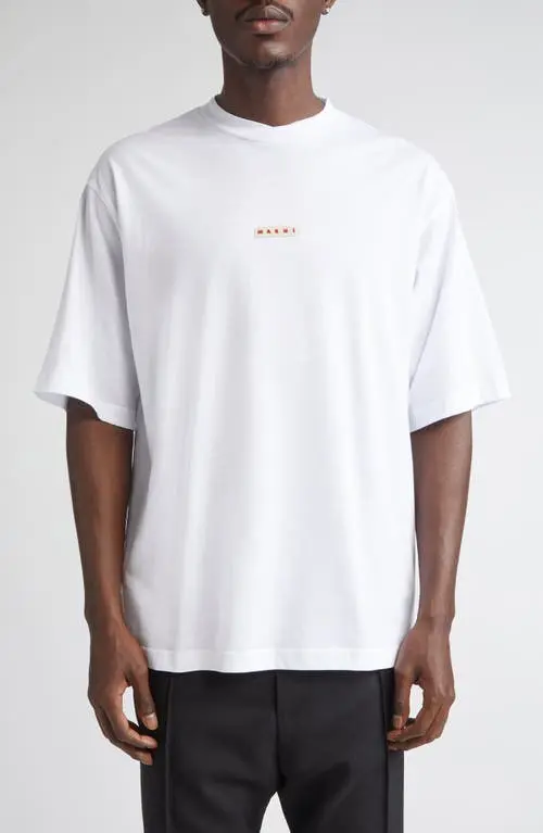 Marni Logo Tag Cotton T-shirt - Lily/ White