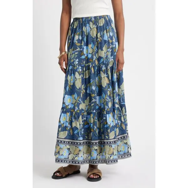 Treasure & Bond Printed Tiered Maxi Skirt