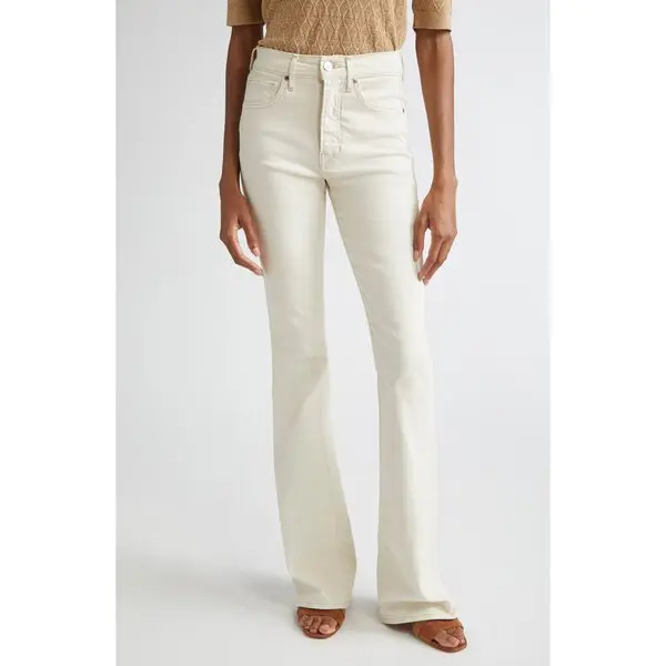 Veronica Beard Beverly High-waist Flare Jeans - Ecru