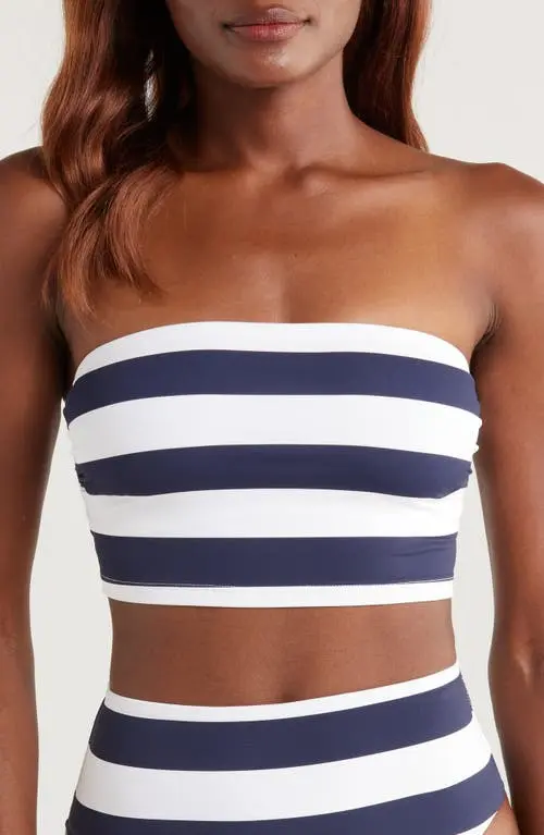 Bondi Born Stella Stripe Strapless Bikini Top - Navy Stripe