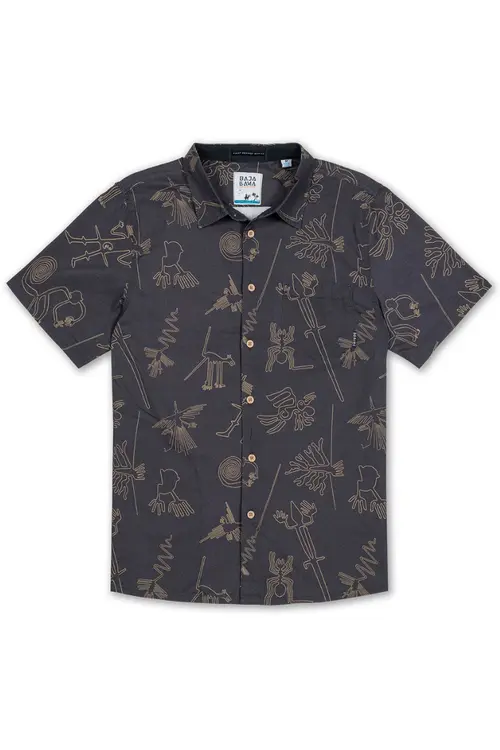 BAJA LLAMA Nazca Lines Dark 7-seas Button Up