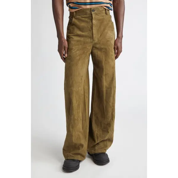 Marni Suede Wide Leg Pants - Sage