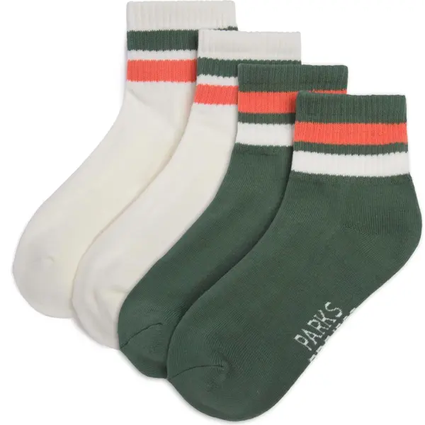PARKS PROJECT Trail Crew Quarter Sock Two-pack - Green And Natural