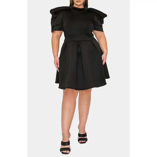L I V D Karina Stretch Fit & Flare Dress - Black